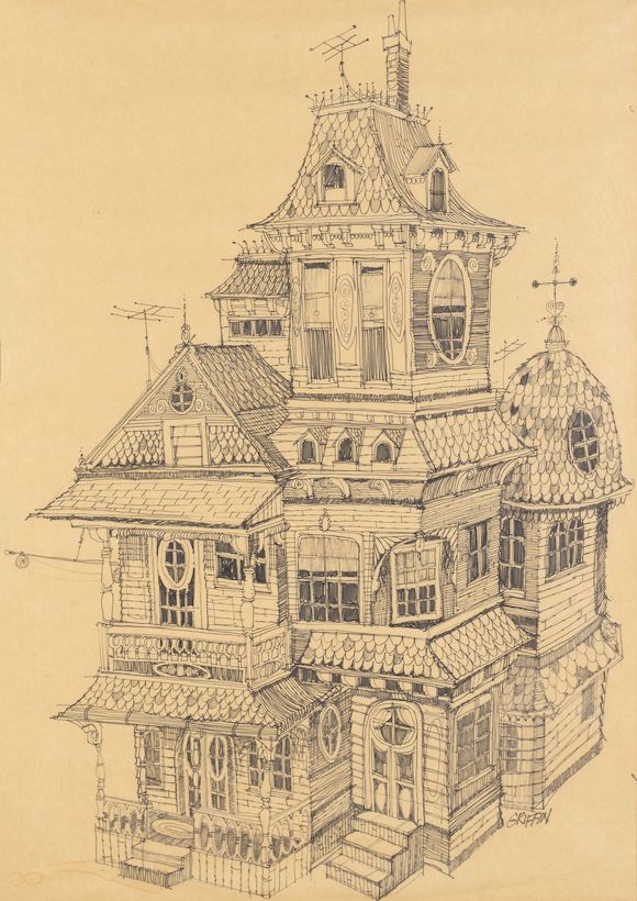 Bonhams : Rick Griffin (American, 1944-1991): Victorian House, Bunker ...