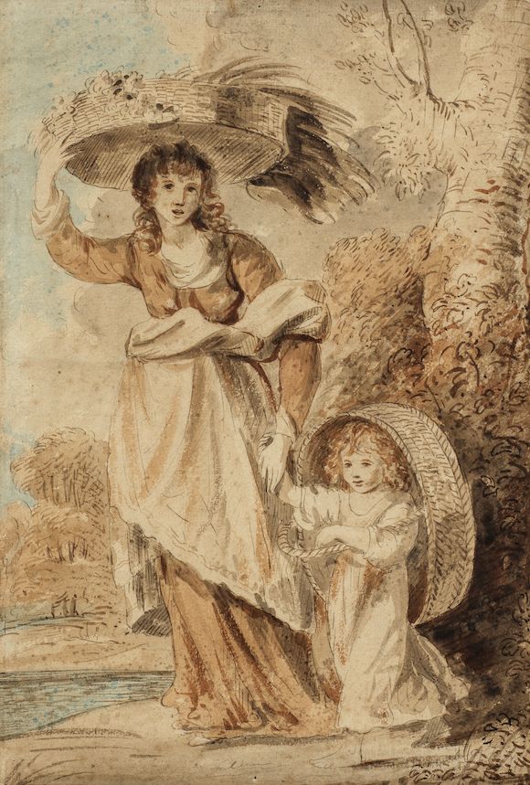 Bonhams : Benjamin West (Pennsylvania 1738-1820 London) A Flower Girl ...