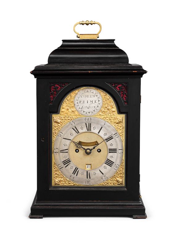 Bonhams : A good and rare mid 18th century ebonised table clock with ...