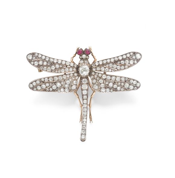 Bonhams : DIAMOND AND RUBY DRAGONFLY BROOCH, CIRCA 1890