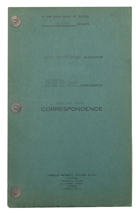 Bonhams : Kevin McClory / James Bond: A collection of copy ...