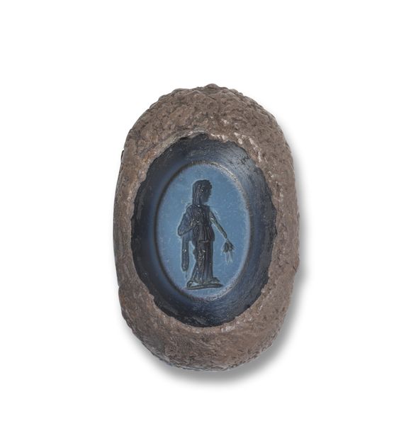 Bonhams : A Roman silver ring with nicolo intaglio of Ceres