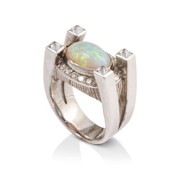 Bonhams Cornette de Saint Cyr : OPAL AND DIAMOND RING BAGUE OPALE ET ...