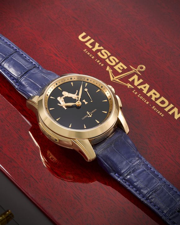 Bonhams : Ulysse Nardin. A fine and rare 18K rose gold automatic ...
