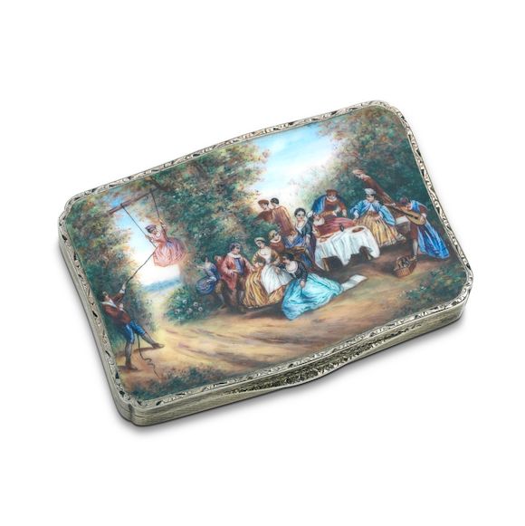 Bonhams : Continental enamelled snuff box Probably Vienna, 935 standard ...