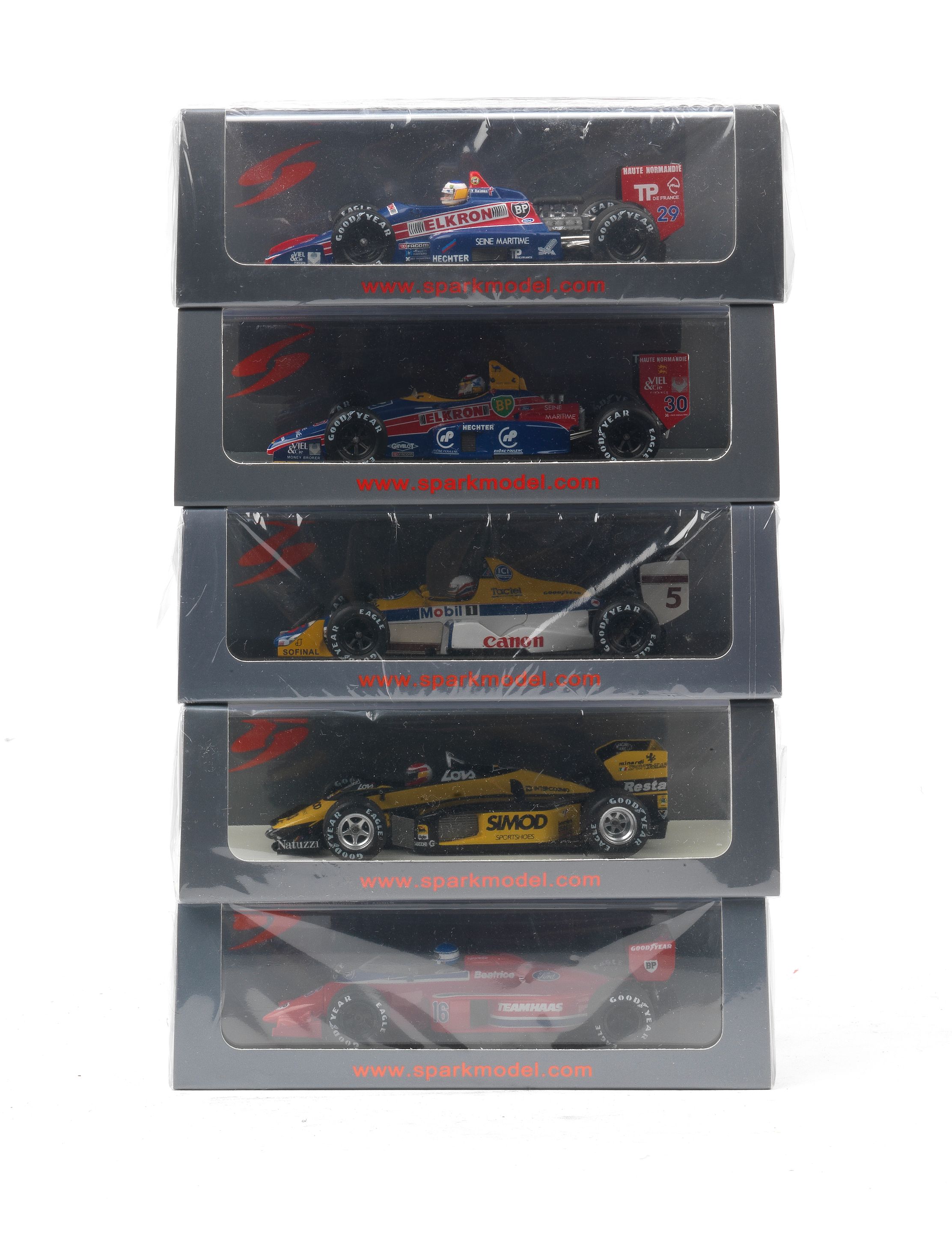 Bonhams Cars : Five 1:43 scale models of 1980s F1 cars, by Spark, ((5))
