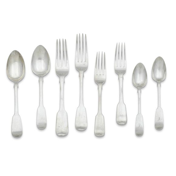 Bonhams : A collection of Georgian and Victorian fiddle pattern cutlery ...