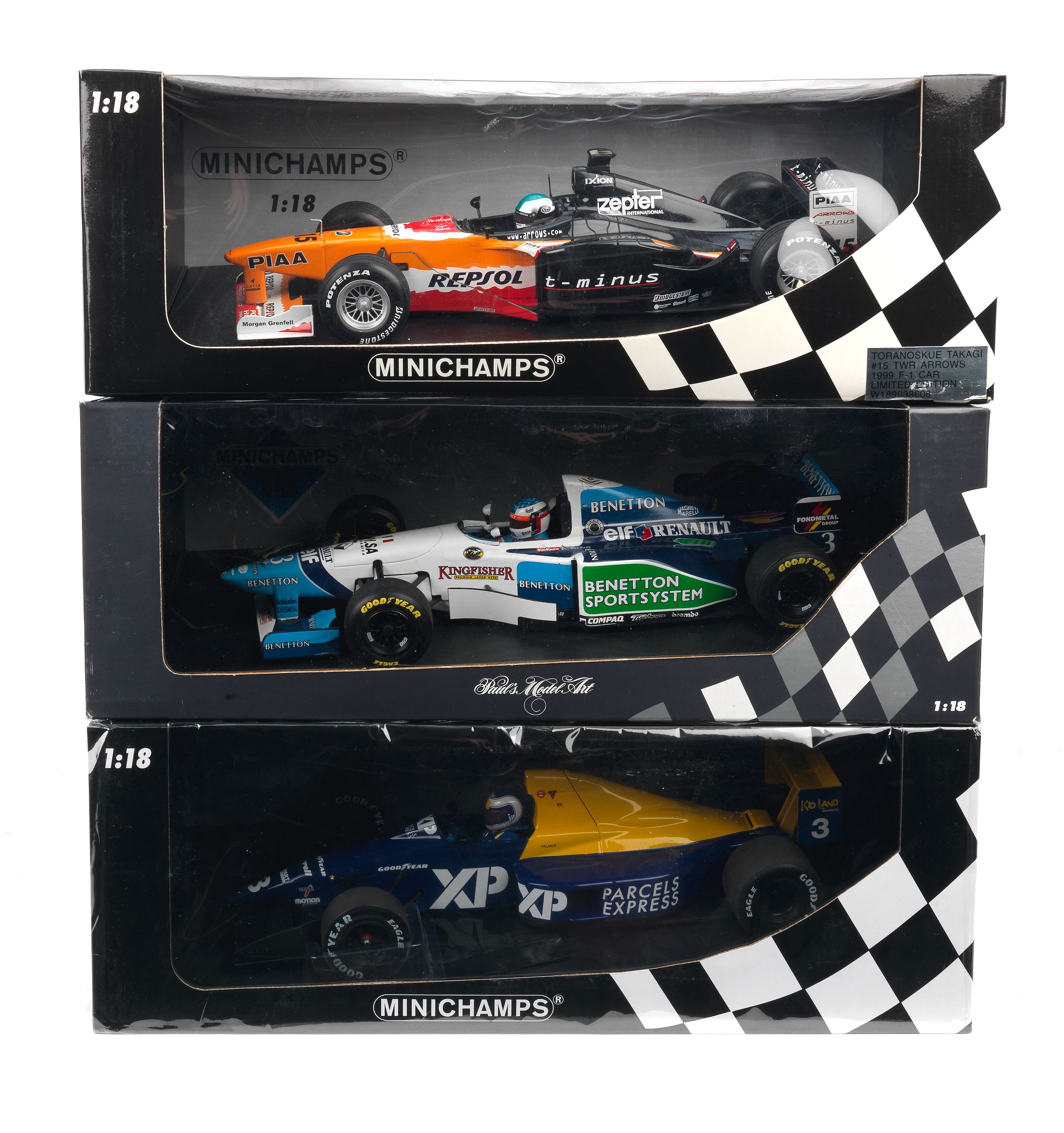 Bonhams Cars : Three boxed 1:18 scale Formula 1 car models, by ...