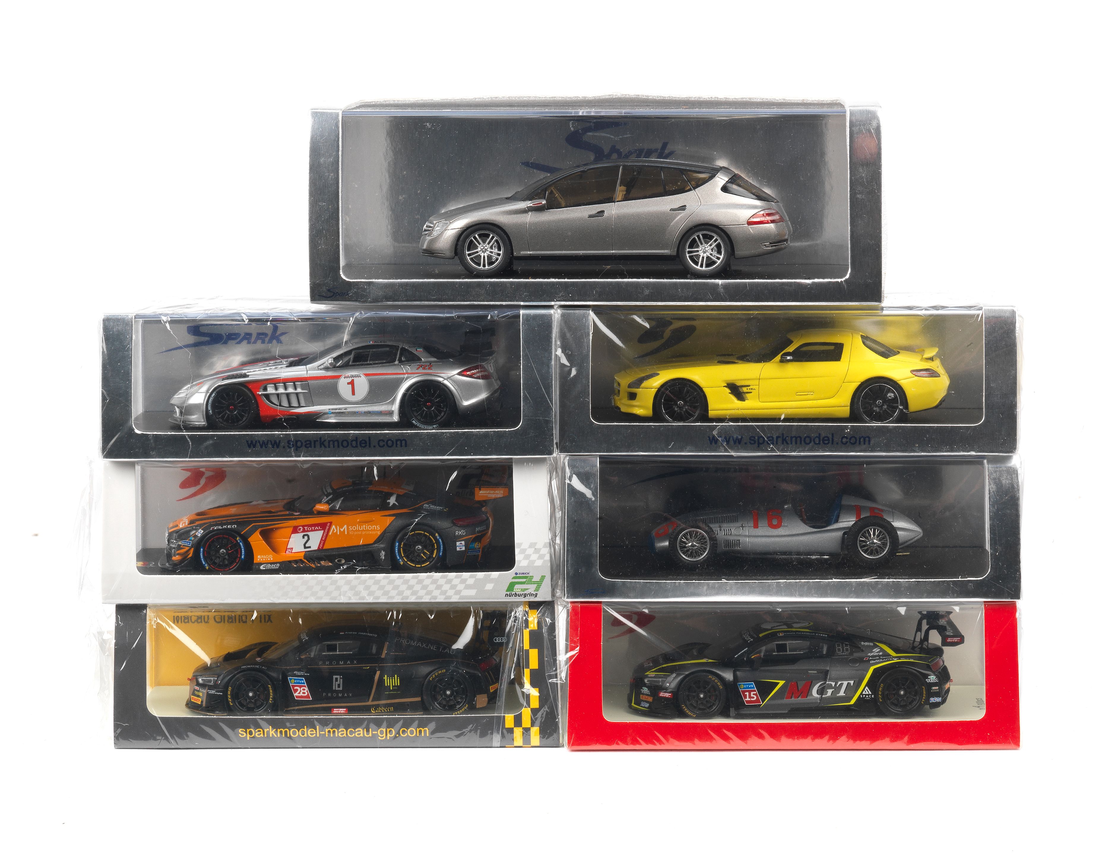Bonhams Cars : Seven boxed 143 scale models of Mercedes-Benz and Audi ...