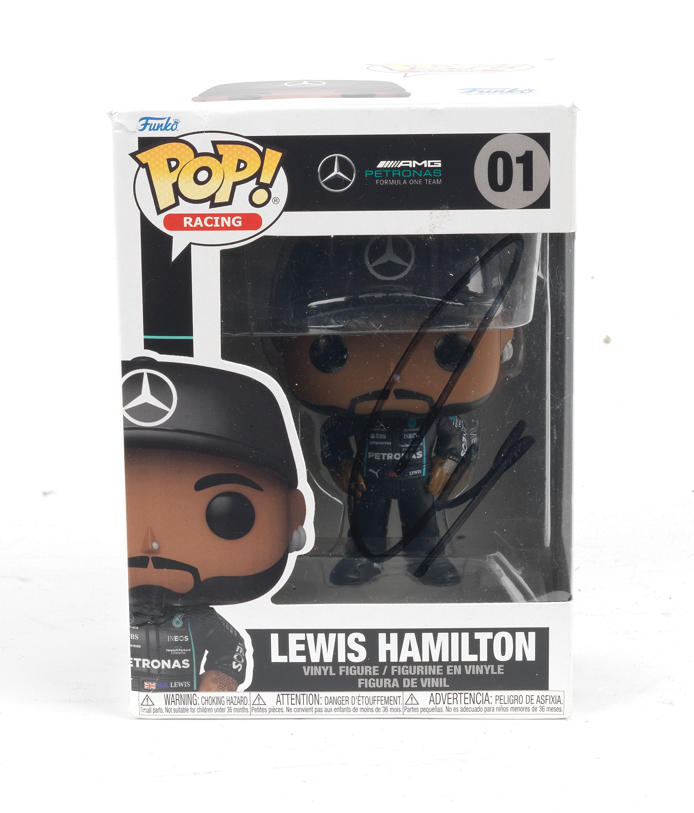 Bonhams Cars : A signed Lewis Hamilton figure, by Funko Pop Racing,