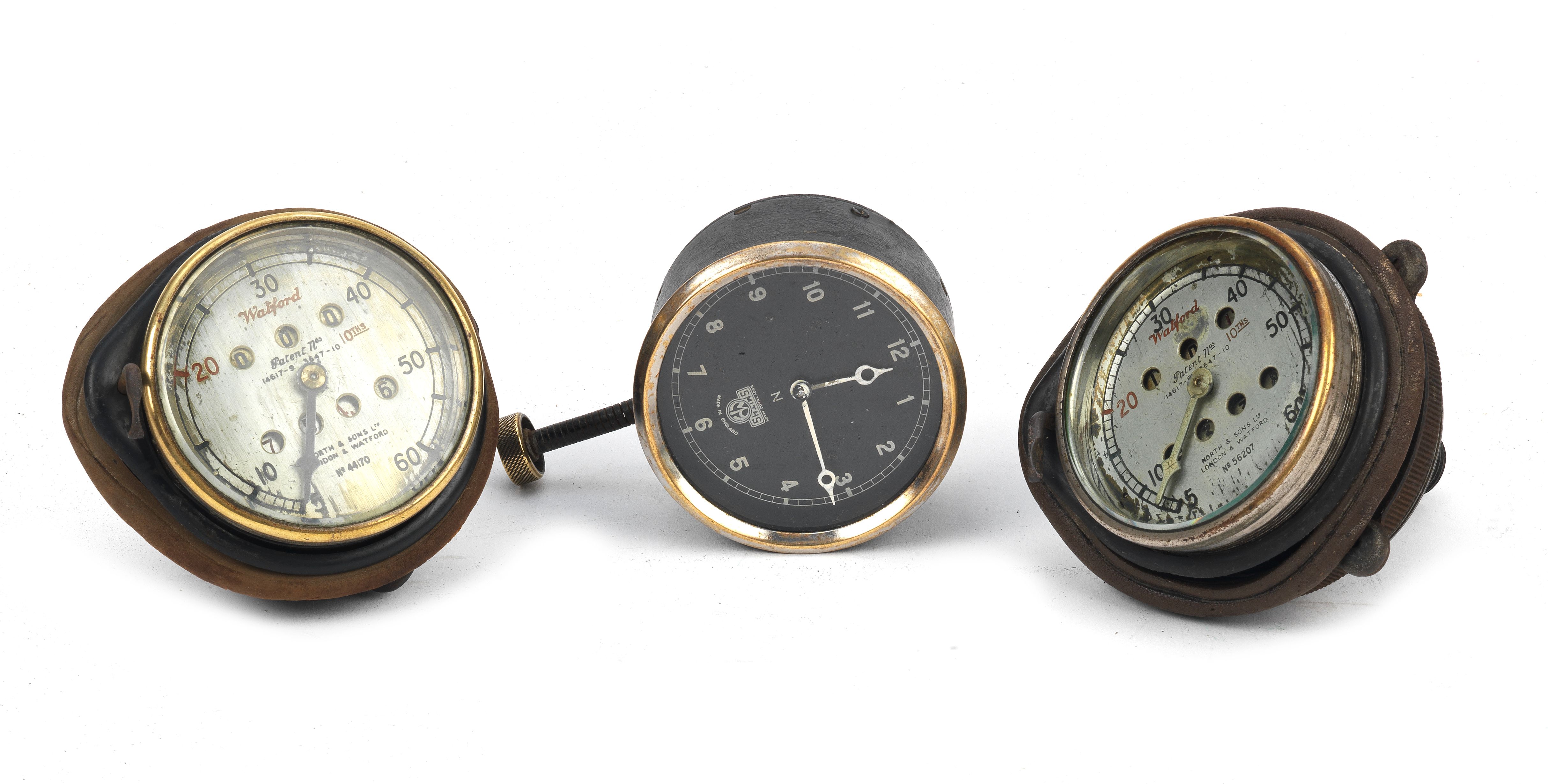 Bonhams Cars : Two Watford 60mph speedometers and a Smiths car clock, ((3))