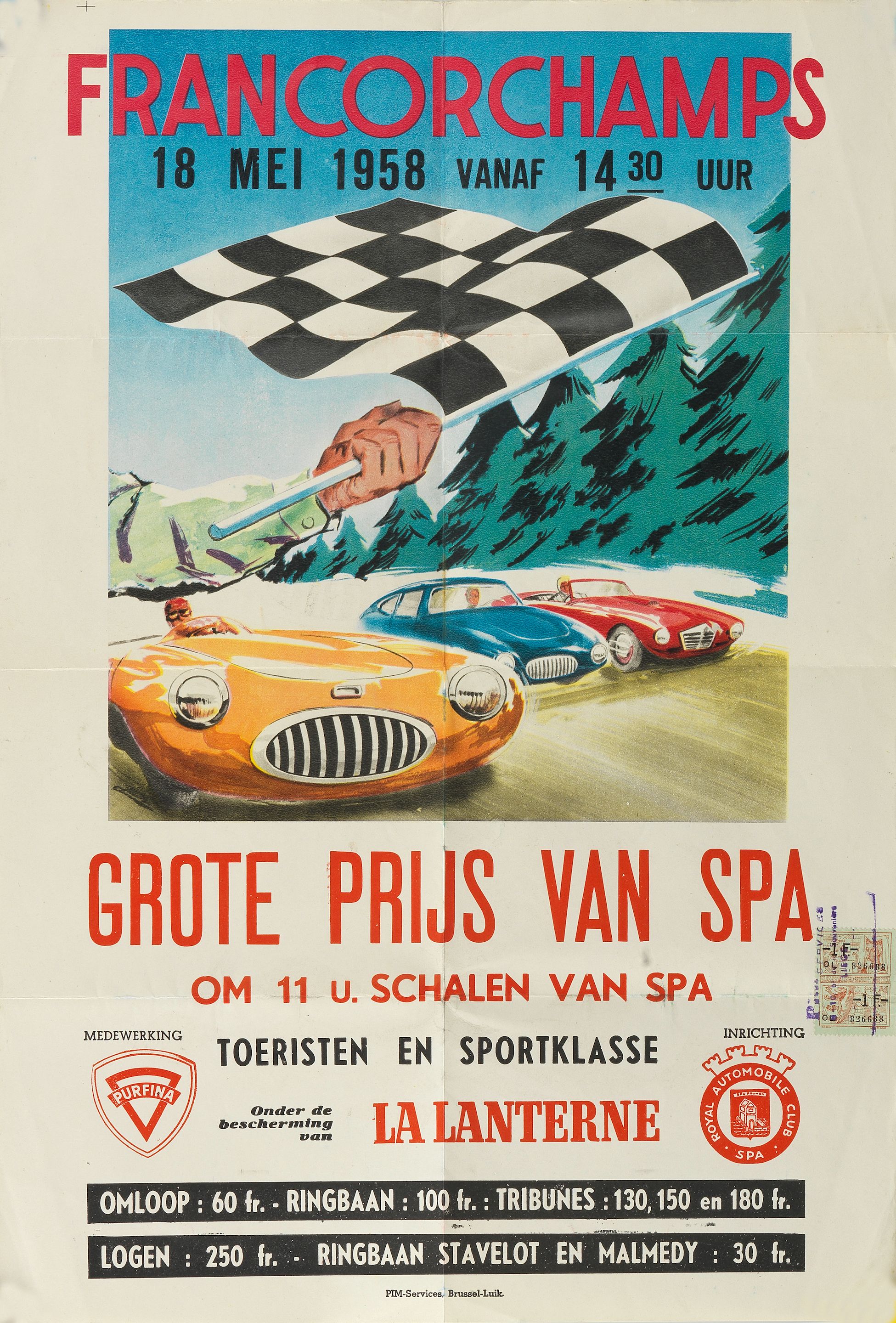 Bonhams Cars : A 1958 Francorchamps 'Grote Prijs Van Spa' race poster ...