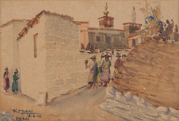 Bonhams : Kanwal Krishna (Indian, 1910-1993) A religious procession in ...