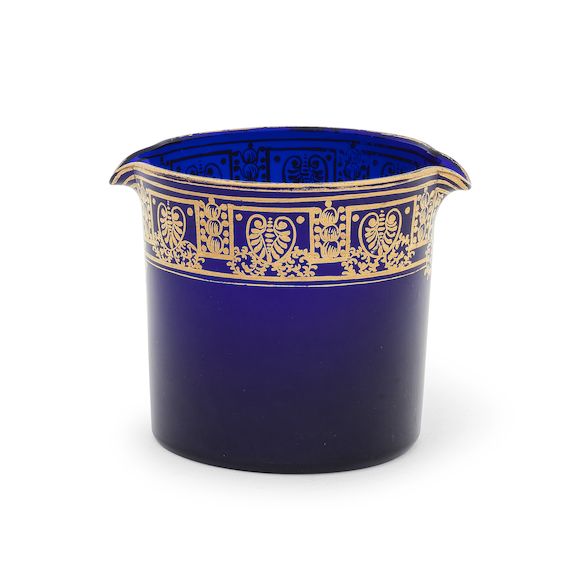 Bonhams : A Bristol 'Non-Such' gilded blue wine glass rinser, circa 1805