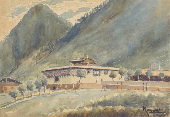 Bonhams : Kanwal Krishna (Indian, 1910-1993) Haa Dzong, Bhutan
