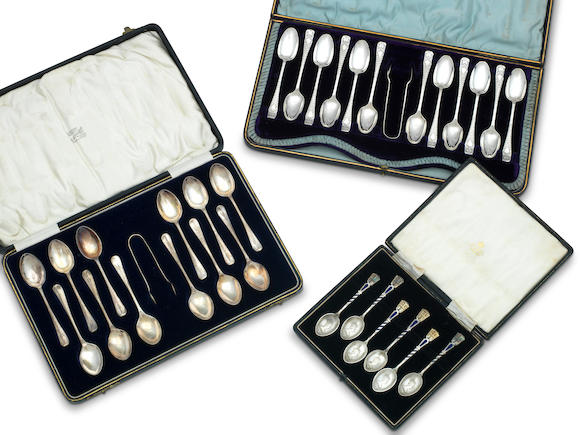 Bonhams Two Cased Sets Of Teaspoons 32