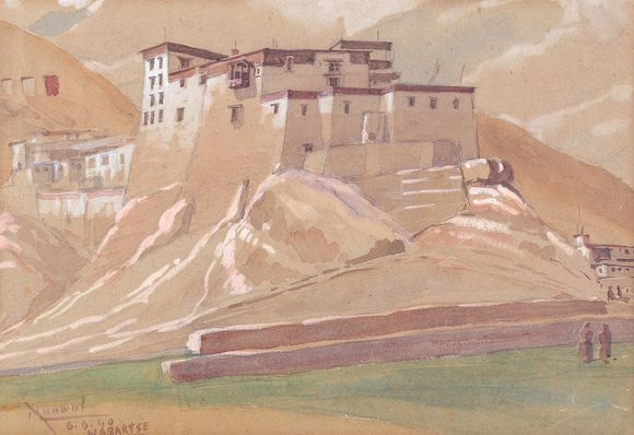 Bonhams : Kanwal Krishna (Indian, 1910-1993) Nagartse Dzong, Tibet