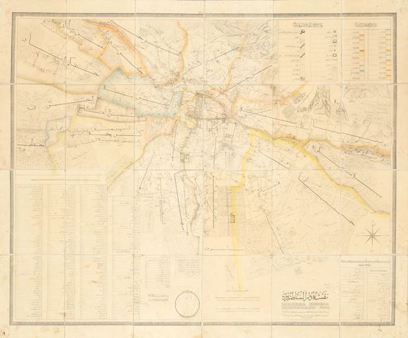 Bonhams : A printed map of the city of Tabriz Qajar Persia, dated 12 ...