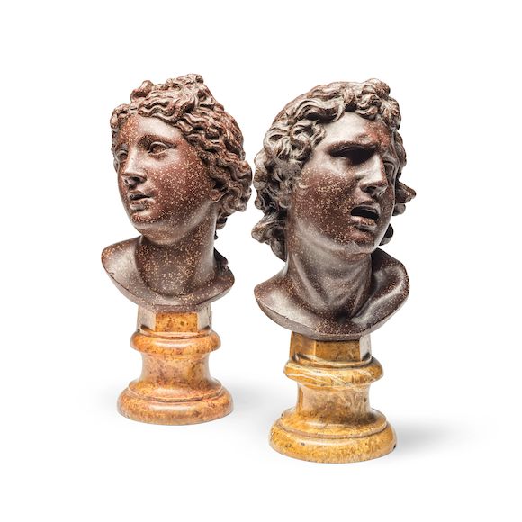 Bonhams : A near pair of decorative simulated porphyry composition ...