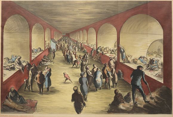 Bonhams : Edward Ardizzone (British, 1900-1979) Shelter Scene ...