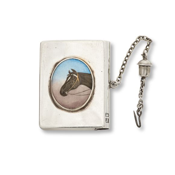 Bonhams : An unusual Edwardian silver and enamel vesta case William Frederick Wright (Wright ...