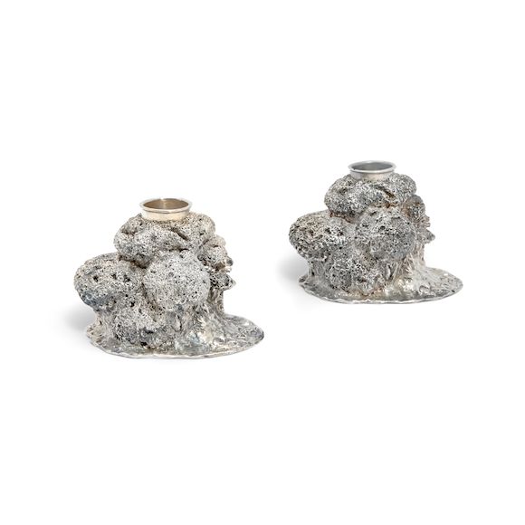 Bonhams : PATRICK MAVROS: A pair of silver candle holders Zimbabwe 2004 ...