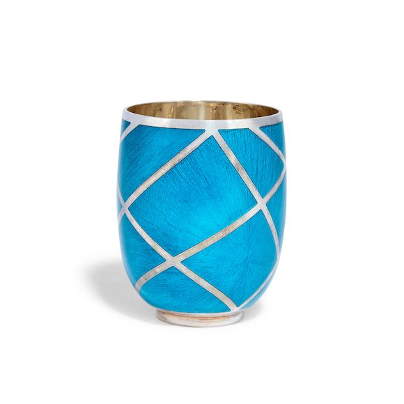 Bonhams : BENNEY FOR FABERGÉ: a silver and enamelled beaker, a ...