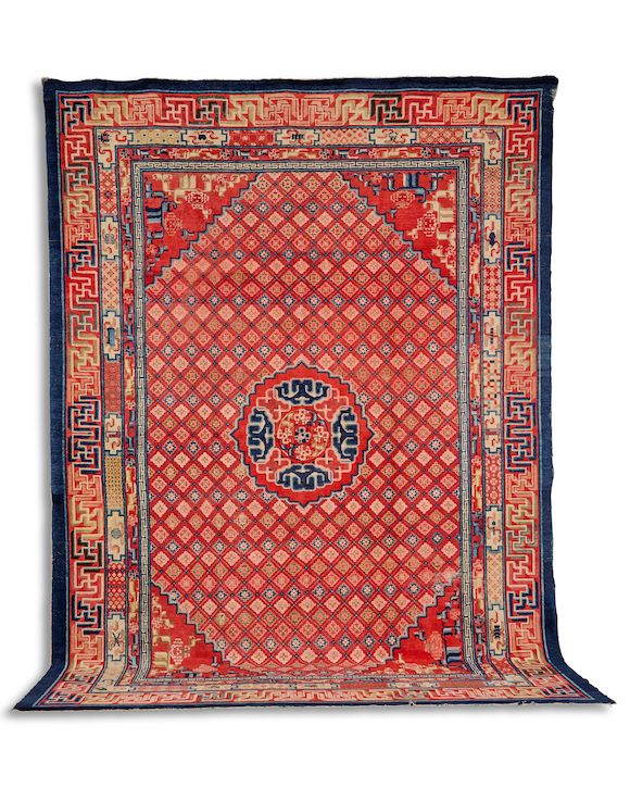 Bonhams : An unusual Ningxia carpet (1870-1885) North China 480cm x ...