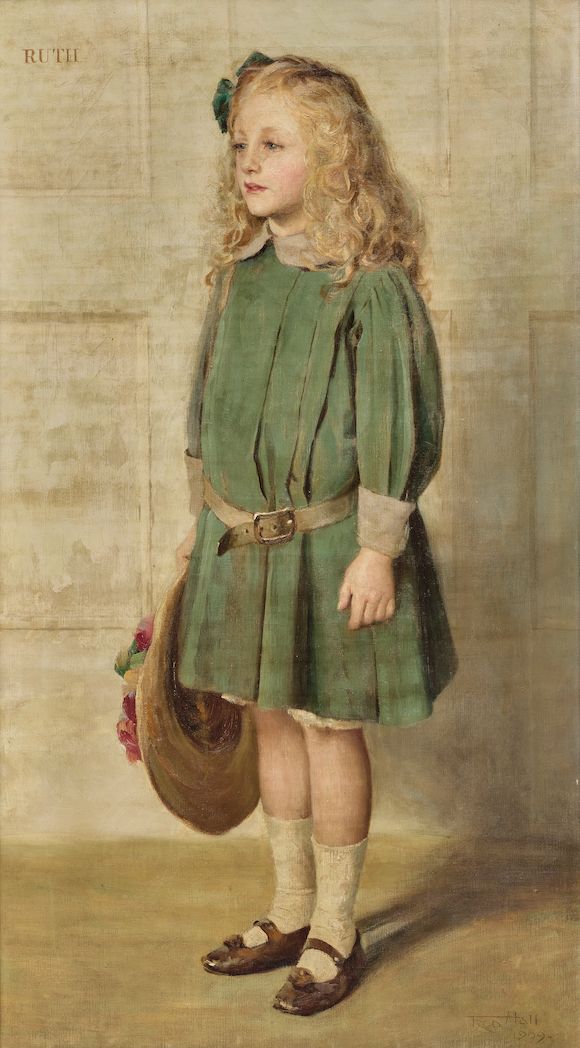 Bonhams : Fred Hall (British, 1860-1948) Ruth, portrait of a girl in a ...