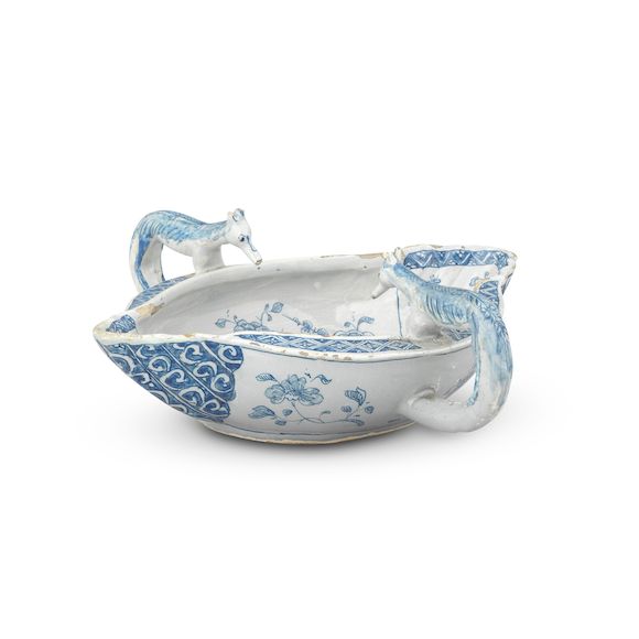 Bonhams : An English delftware sauceboat, Liverpool or Lancaster, circa ...