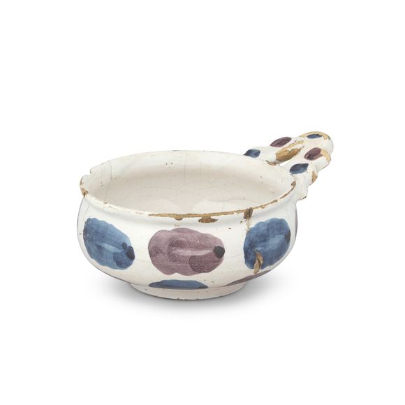 Bonhams : A London delftware bleeding bowl or porringer, circa 1680-1700
