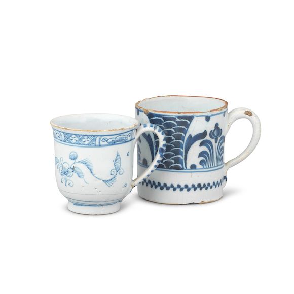 Bonhams : An English delftware coffee cup, circa 1750 and a coffee can ...