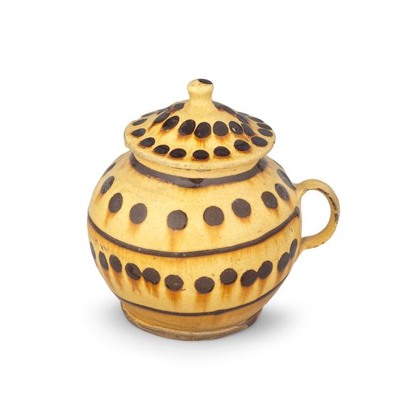 Bonhams : A good Staffordshire slipware honey pot and cover, late 17th ...