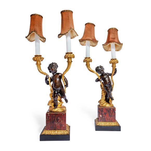 Bonhams : A pair of late 19th century French patinated and gilt bronze ...