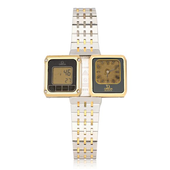 Bonhams : Omega. A stainless steel and gold plated quartz reversible ...