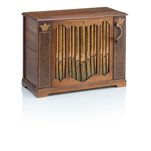 Bonhams : A 19th Century mahogany table organ The barrel inscribed ...