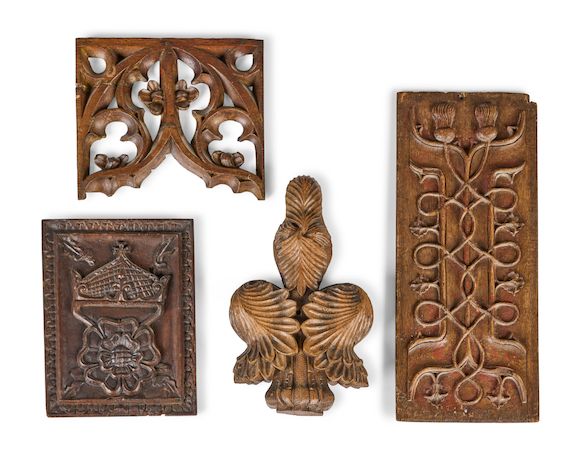 Bonhams : A Gothic carved oak pew end poppyhead finial 15th/16th ...