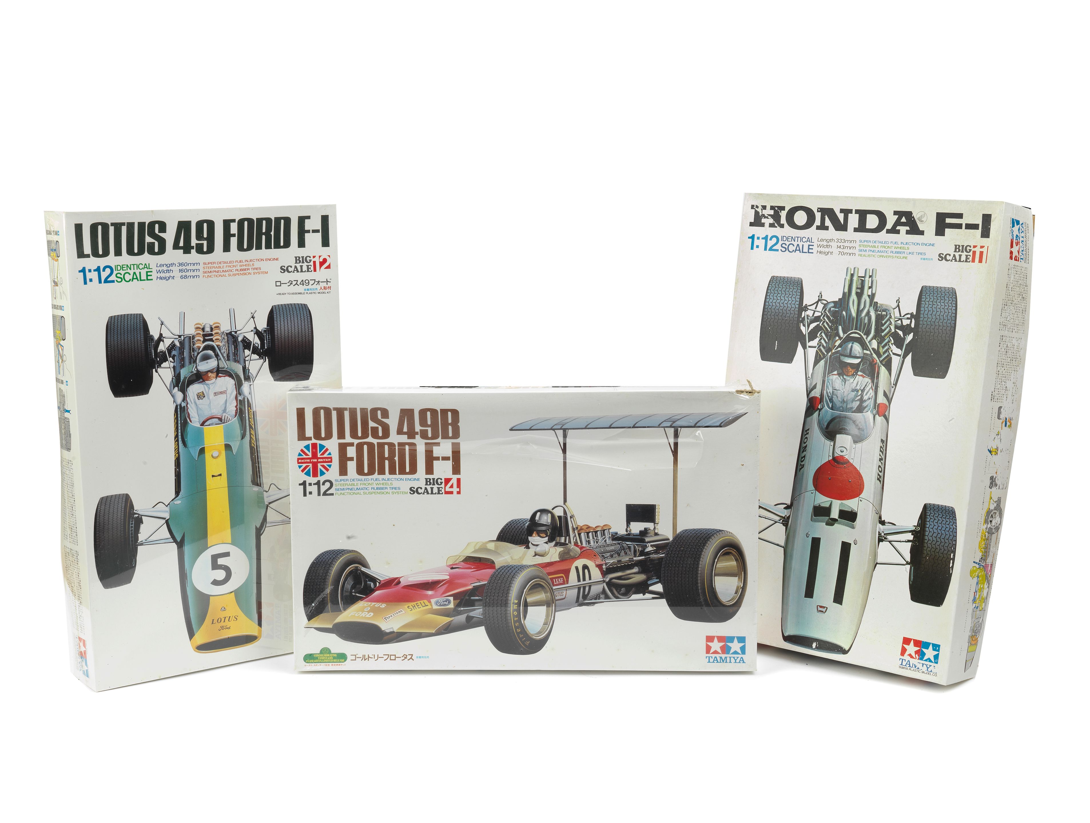 Bonhams Cars : Three boxed 1:12 scale plastic model kits of Formula 1 ...