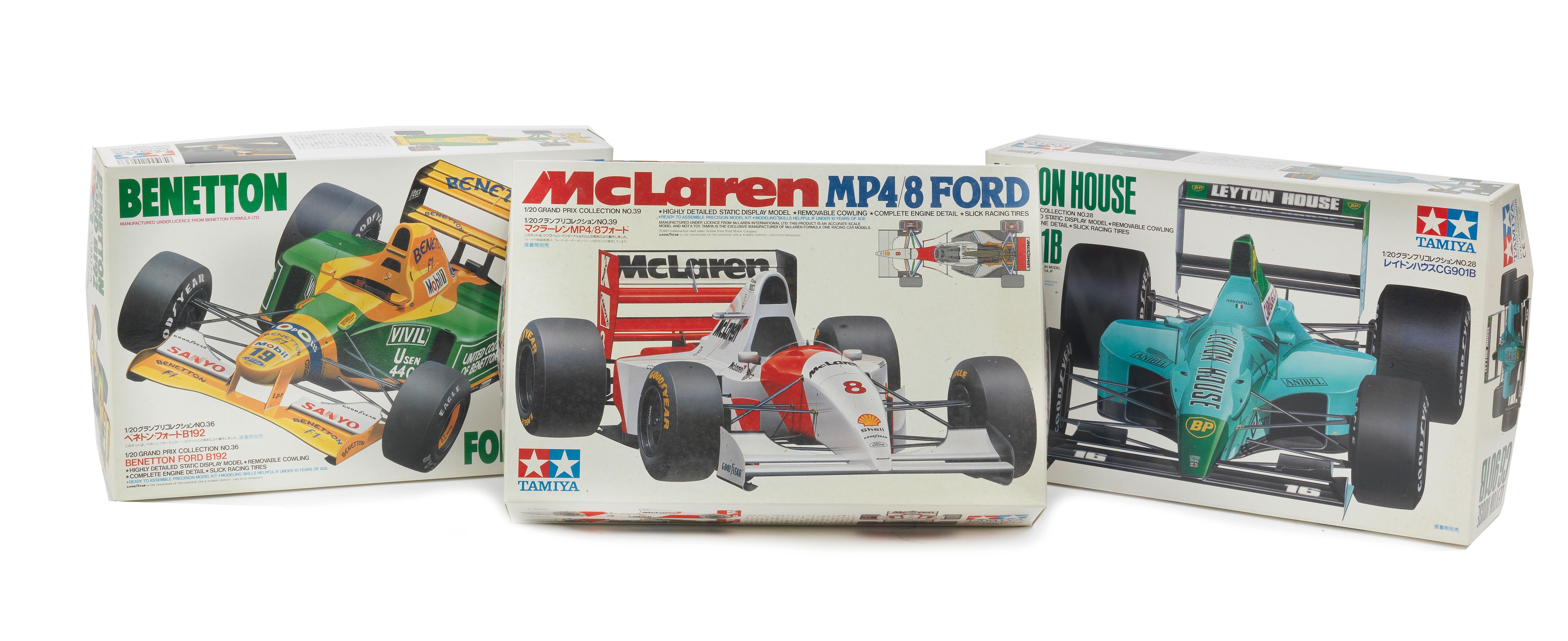 Bonhams Cars : Three boxed 1:20 scale plastic model kits of F1 cars, by ...