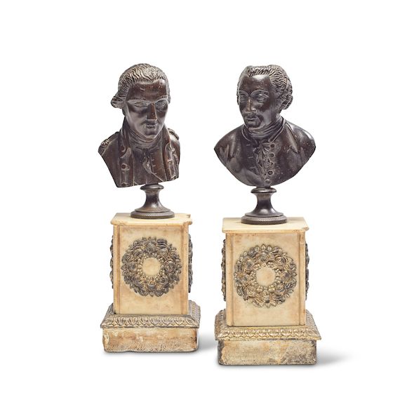 Bonhams : A pair of French patinated bronze portrait busts of gentleman ...