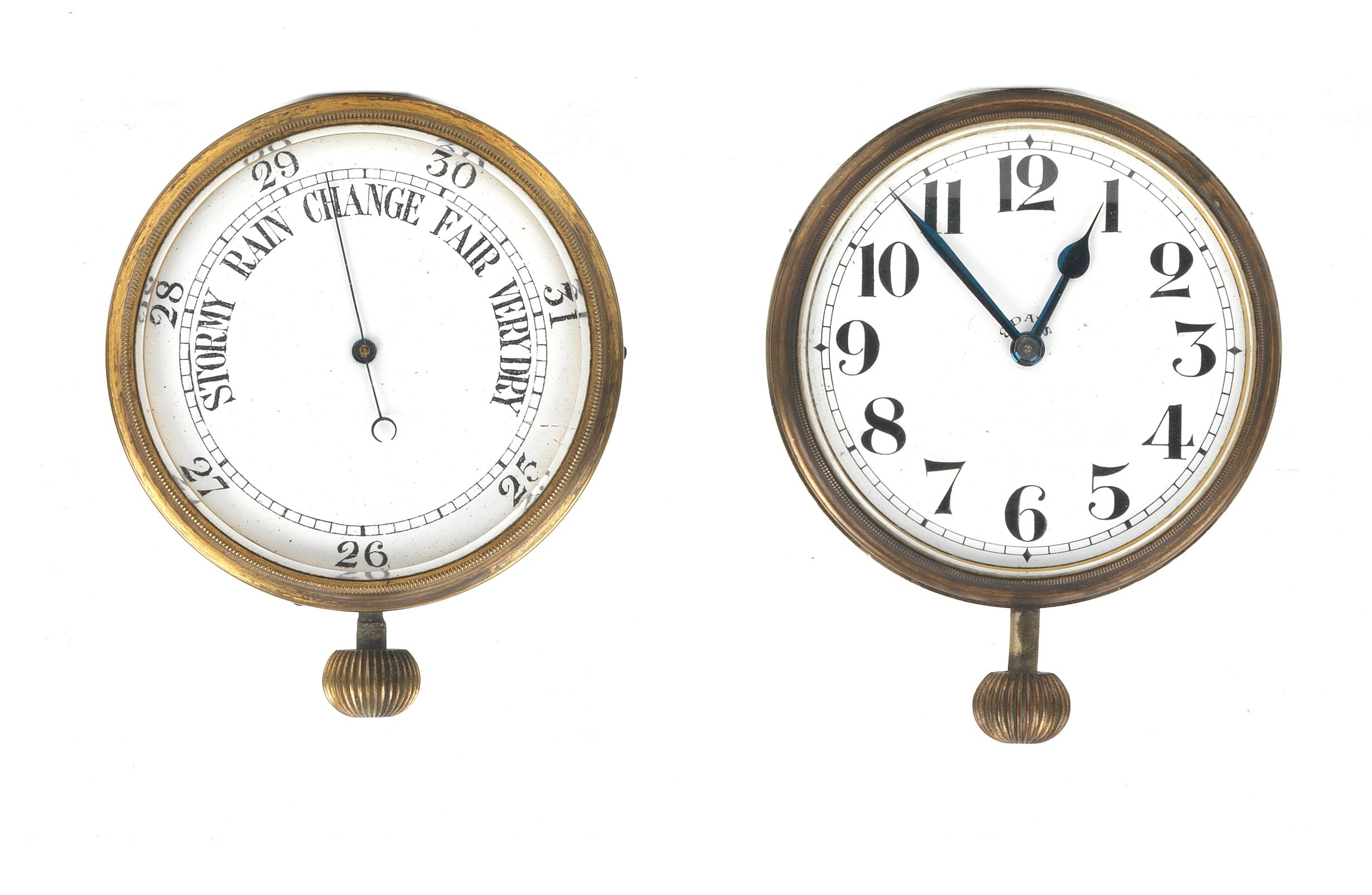 Bonhams Cars : A dashboard-mounting barometer and a clock, ((2))