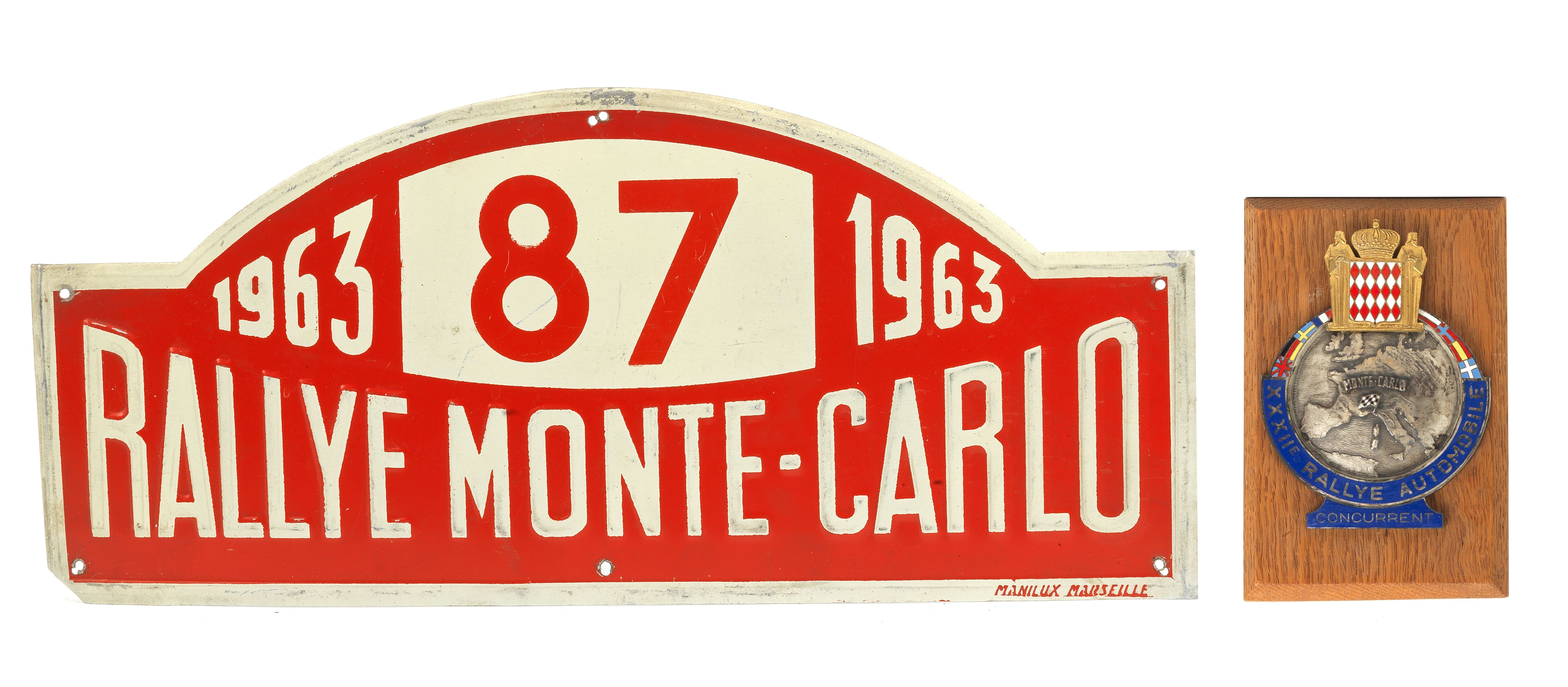Bonhams Cars : A 1963 Monte Carlo Rallye plate, Property from The David ...