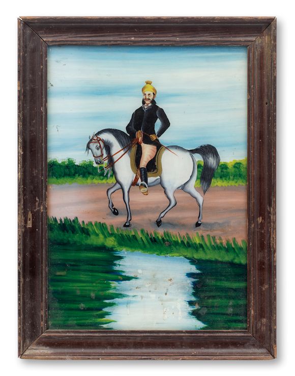 Bonhams : A painting on glass depicting Asaf Jah VI, Nizam of Hyderabad ...