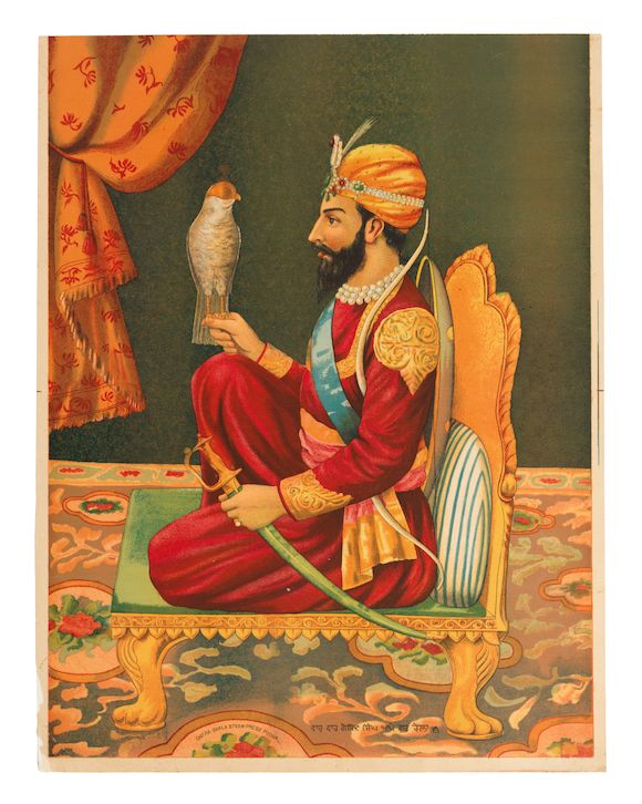 Bonhams : Guru Gobind Singh seated with a falcon Chitra Shala Steam ...
