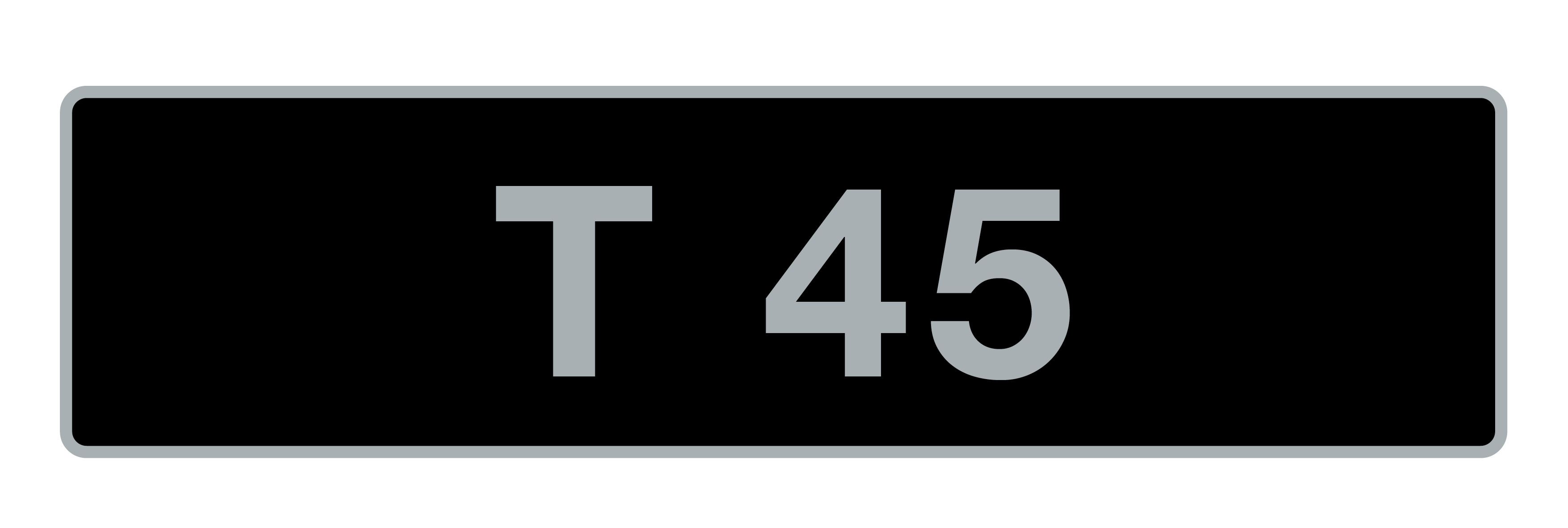 Bonhams Cars : 'T 45', UK vehicle registration number,