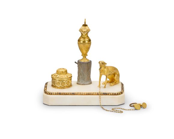 Bonhams : A late George III gilt and patinated bronze 'Weeks' inkstand ...
