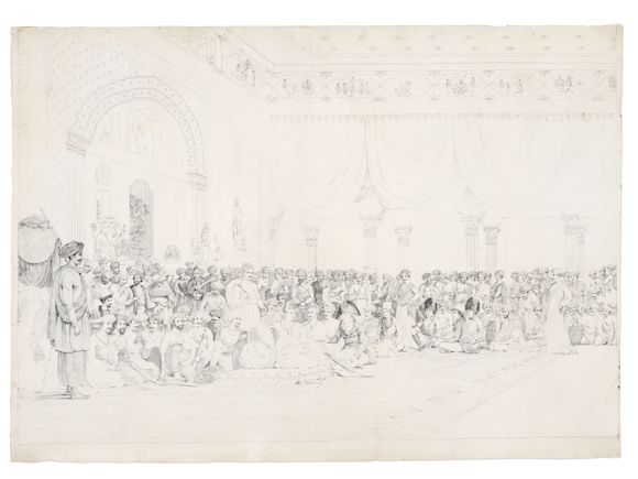Bonhams : A preliminary etching of Thomas Daniell's Durbar at Poonah, 6 ...