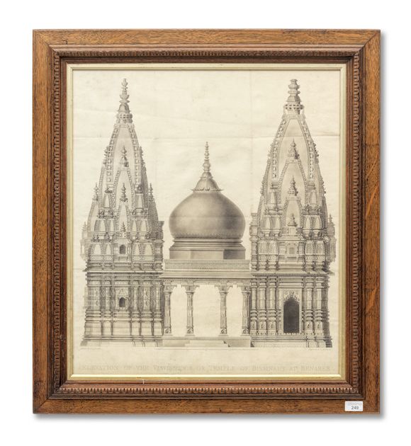 Bonhams : Elevation of the Visvisshoor, or Temple of Bissinaut, at ...