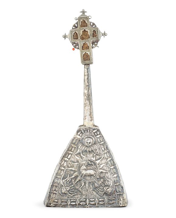 Bonhams : An Armenian silver and carved wood cross Ottoman Turkey ...