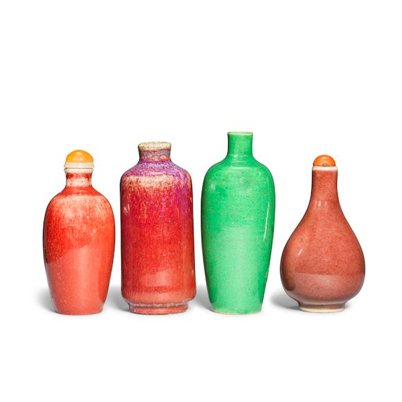 Bonhams : FOUR MONOCROME-GLAZED SNUFF BOTTLES 19th/20th century (6)